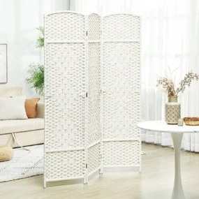 HOMCOM vnitřní paraván ze dřeva 3 panely skládací dělič prostoru pro obývací pokoj, ložnici 135 x 180 cm bílá