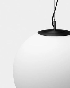 Bílé/černé kovové závěsné svítidlo se skleněným stínidlem ø 50 cm Brisia – Kave Home