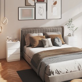 HOMCOM Noční stoly, sada 2 ks, 3 zásuvky, bezúchytový design, vzhled dřeva, bílá