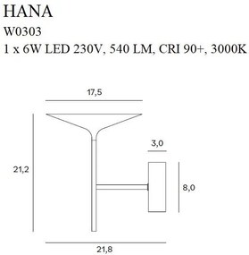 Maxlight W0303 HANA Nástěnné svítidlo, černé