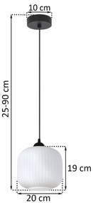 Závěsné svítidlo Riffle 2, 1x bílé skleněné stínítko, b