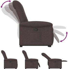 Zvedací polohovací křeslo tmavě hnědé textil 3303259
