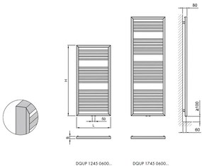 Isan Quadrat Plus 1245 x 600 mm koupelnový radiátor bílý