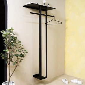 Černý ocelový nástěnný věšák s poličkou 70 cm Luno Large – Spinder Design