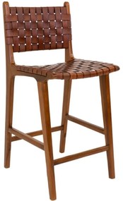 OnaDnes -20% Nordic Living Hnědá kožená barová židle Molie s výpletem 101 cm