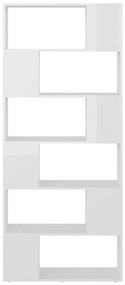 Knihovna / dělicí stěna Montello - bílá vysoký lesk | 80x24x186 cm