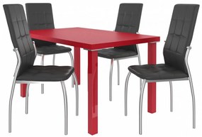 Jídelní set Loreno 1+4 židlí - červená/černá