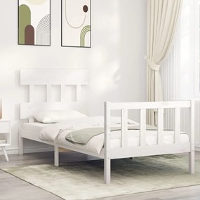 vidaXL Rám postele s čelem 90 x 200 cm masivní dřevo [3193321] Barva: Bílá