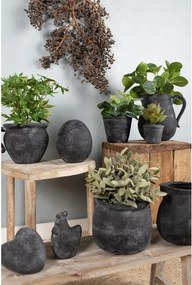 Granitový antik keramický obal na květináč s uchem Granit - 20*16*14cm