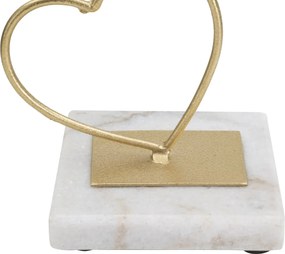 Kovový svícen Heart 32 cm zlatý/mramor