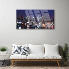 akrylový obraz Mrakodrapy Město Domy 100x50 cm