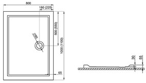 Polimat Obdélníková akrylátová sprchová vanička Goliat 2 90x80 (100x80, 100x90, 110x80, 110x90, 120x80, 120x90, 120x100) Barva: Bílá, Rozměry (cm): 120x80
