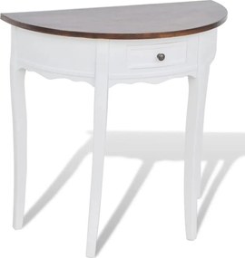 vidaXL půlkruhový konzolový stolek se zásuvkou [241530] Barva: Hnědá