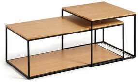 Kulaté konferenční stolky s deskou v dubovém dekoru v přírodní barvě v sadě 2 ks 50x100 cm Yoana – Kave Home