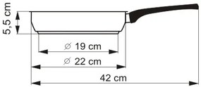 KOLIMAX - české nerezové nádobí Pánev s rukojetí KOLIMAX FLONAX STANDARD - černá granitec, 22 cm