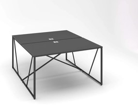 Psací stůl Dvoumístný Lenza PROX 138/80 Dekor stolové desky: černý grafit, Barva podnože: černá