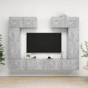 6dílný set TV skříněk betonově šedý kompozitní dřevo
