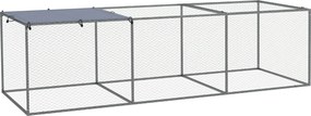 PawHut Venkovní Kurník pro Králíky 3 m² pro Malá Zvířata 3 x 1 x 0,8 m Galvanizovaná Ocel, 1 Horní Dveře, Kryté Prostor Tarp | Aosom