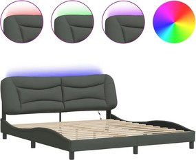 Rám postele s LED bez matrace Hvar Tmavě šedá 180x200 cm Látka 3213719