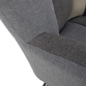 Designové houpací křeslo, patchwork šedá / béžová, KEMARO