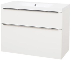 Mereo Mailo, koupelnová skříňka s umyvadlem z litého mramoru 101 cm, bílá, chrom madlo CN512M