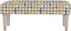 Dlouhá lavička 100x40cm barva modrá látka pletený vzor, vzorované