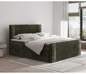 Tmavě zelená boxspring postel s úložným prostorem 180x200 cm Bergamo – Maison de Rêve