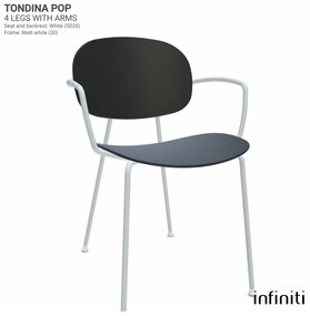 Židle Tondina Pop s opěradly Barva kovové konstrukce: Matt white 30, Barva sedáku a opěradla z recyklovaného plastu: Coal black IR8022