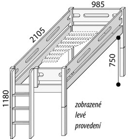 DOMESTAV s.r.o. Zvýšené jednolůžko s děleným čelem Bubbles Materiál: Buk cink, Povrchová úprava: Moření, Specifikace: levá