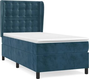Box spring postel s matrací tmavě modrá 90x200 cm samet 3129433