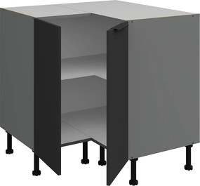 ARIA ab | dolní skříňka 90x90 DN 2F rohová s policí | 90x90 cm | antracit/černá