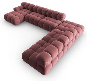 Růžová sametová pohovka 379 cm Bellis – Micadoni Home