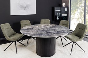 Invicta Černý jídelní stůl UNIQUE ø120 cm tmavý mramor 46382