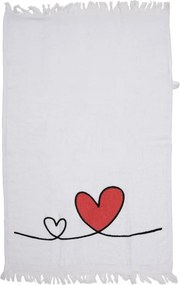 Bílý froté kuchyňský ručník se srdíčky Hearts Love - 40*66 cm