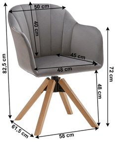 Otočné křeslo ALIGNA - látka Velvet, šedá / buk