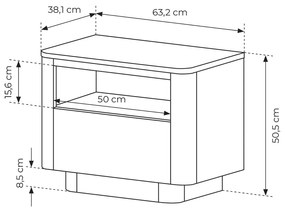 TORRO d | noční stolek | 63,2 cm | dub cremona/černá