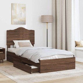 Postel s úložným prostorem se zásuvkou Hnědý dub 70 x 190 cm 3413561