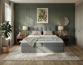 Čalouněná postel boxspring DIRELIS TRINITY 140x200 cm šedá Matrace: Matrace Bonell pružinová