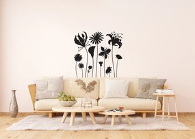 Samolepka na zeď Květiny s Vysokými Stonky v Černé Barvě | 65 x 85 cm | DF0441