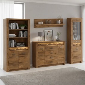 Obývací stěna INDIANAPOLIS | sestava E | 289 cm | jasan světlý