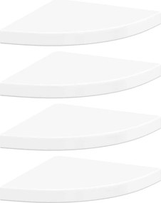 323909  Floating Corner Shelves 4 pcs High Gloss White 35x35x3,8 cm MDF 323909