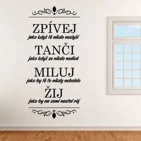 Zpívej - tanči - miluj - žij - vinylová samolepka na zeď 80x39cm