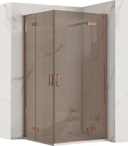 Rea Hugo Double, 2-křídlý ​​sprchový kout 100 (dveře) x 100 (dveře) x 200 cm, 6mm šedé sklo, měděný profil, KPL-K6976