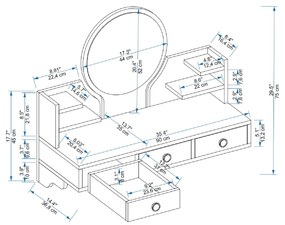 NAXOS závěsný kosmetický stolek, borovice Atlantic / bílá