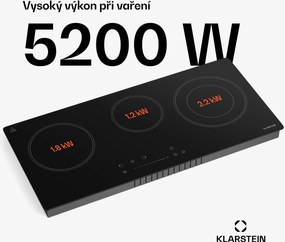 Klarstein CeramEase Slim VTC varná deska, sklokeramika, 3 varné desky, 5,2 kW, dotyková, časovač