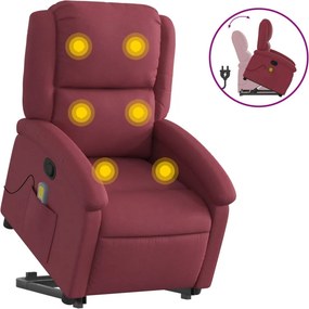 Zvedací masážní polohovací křeslo vínové textil 3204179