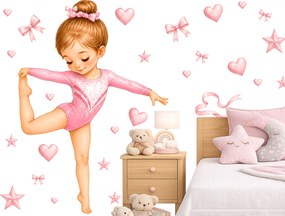 Holčička gymnastka sportovní nálepky na zeď pro holky arch 70 x 100 cm