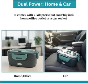 Ohřívací box na obědy Nakida HT-501 s napájením 220V + 12V - zelený