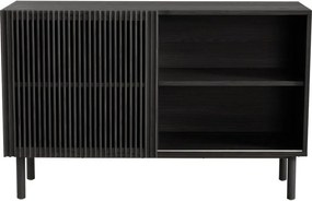 Černá skříňka v dekoru jasanu s posuvnými dveřmi 124x80x45 cm Sion – Jotex