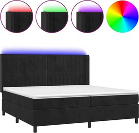 Box spring postel s matrací a LED černá 200x200 cm samet 3139705